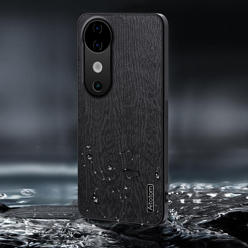 Phone case Vivo V40 Pro Wood Texture Canvas Hrad Shockproof Back Cover ...