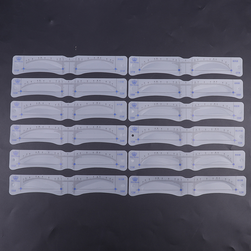 12PCS Reusable Eyebrow Shaper DIY Soft Ruler Brow Definer Eyebrow Stamp ...