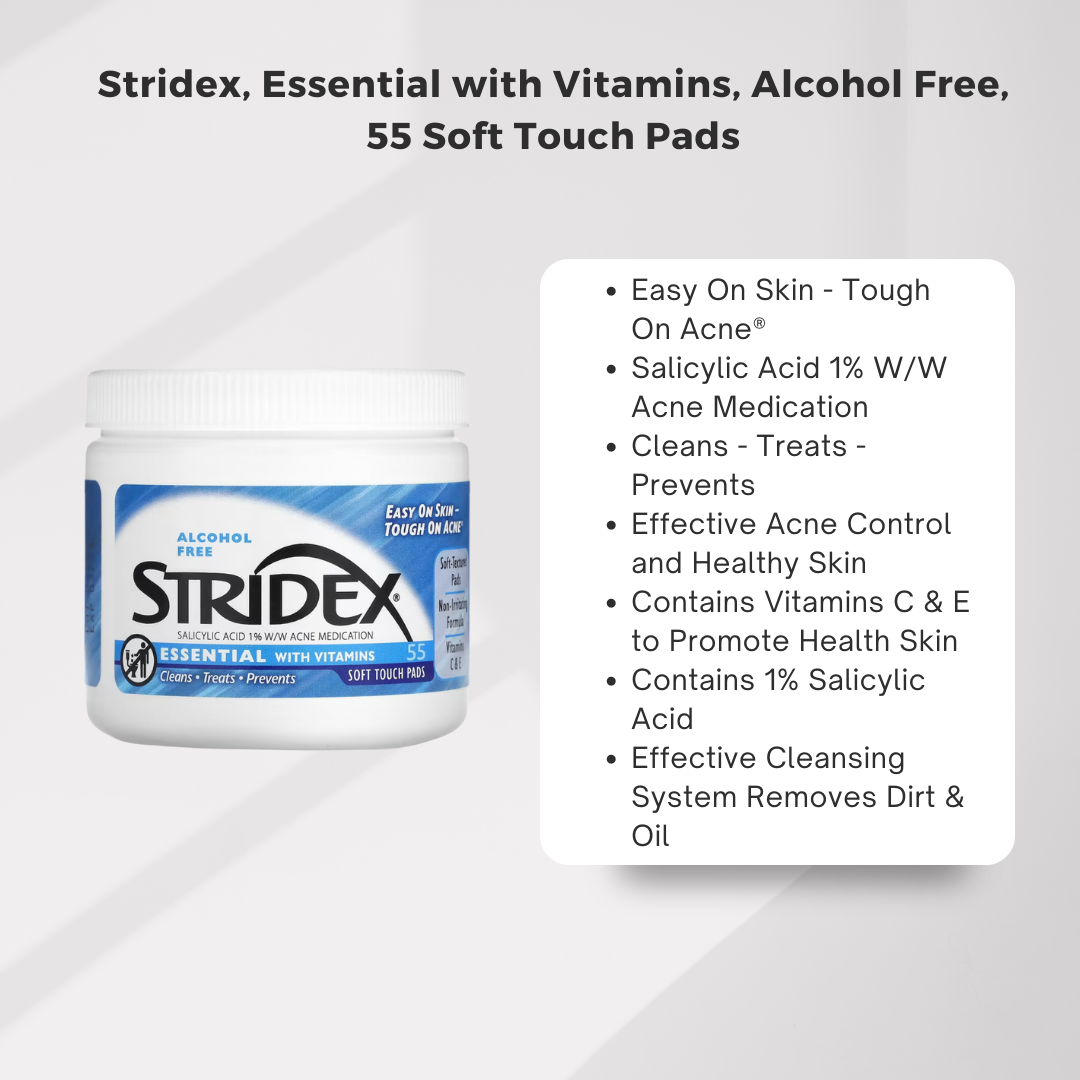 Stridex, Single-Step Acne Control, Maximum, Alcohol Free, 55 - 90 Soft ...