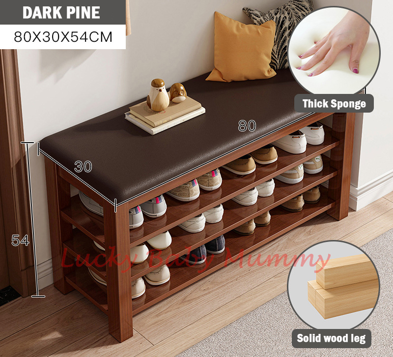 N527 Wooden Shoe Bench / Solid Wood Leg/ Shoe Rack Stool PU Seat ...