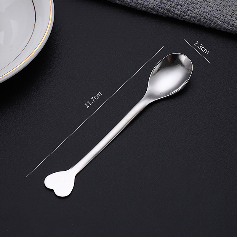 2pcs Stainless Steel Love Handle Shaped Coffee Spoon Teaspoon Children ...