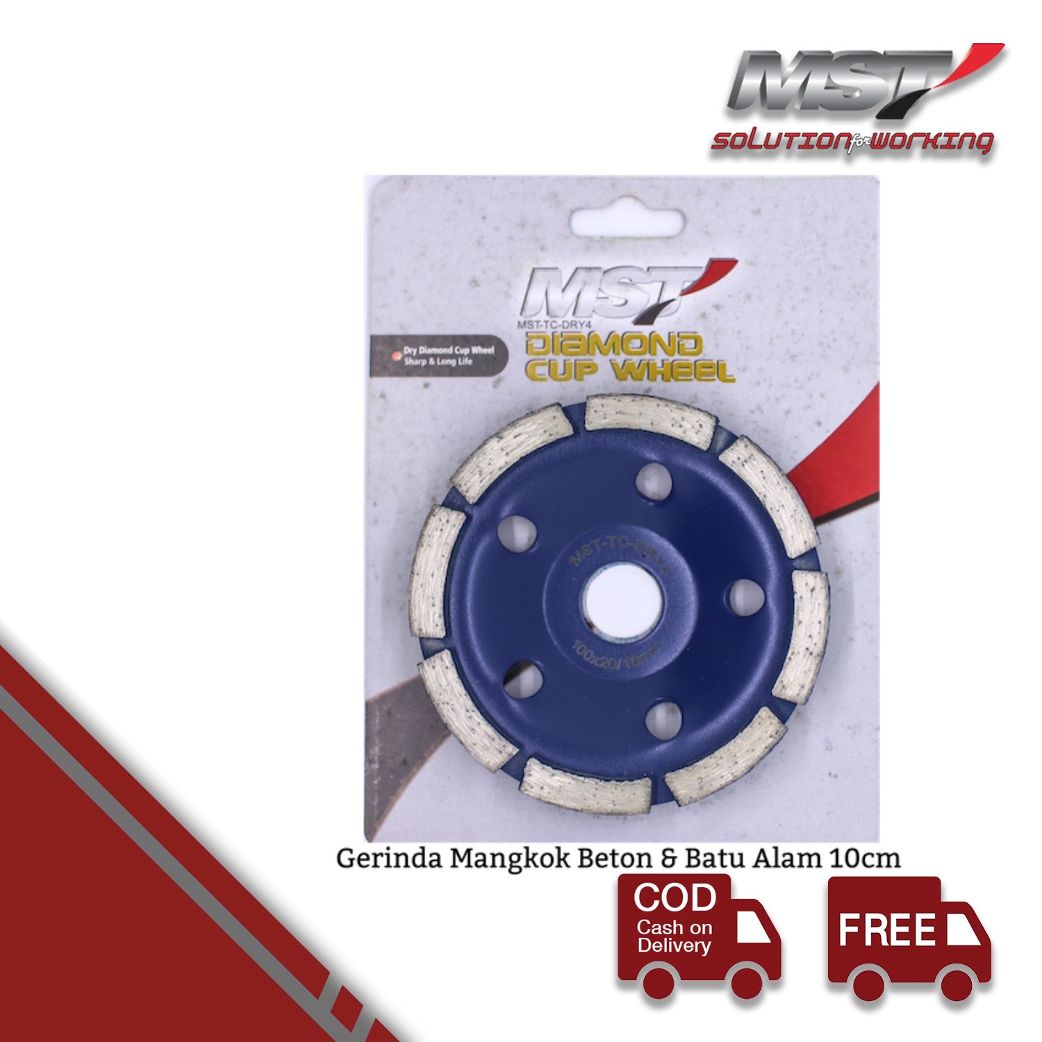 MST Mata Gerinda Mangkok Kering 4"-100mm Blue Dry Diamond Cup Wheel ...