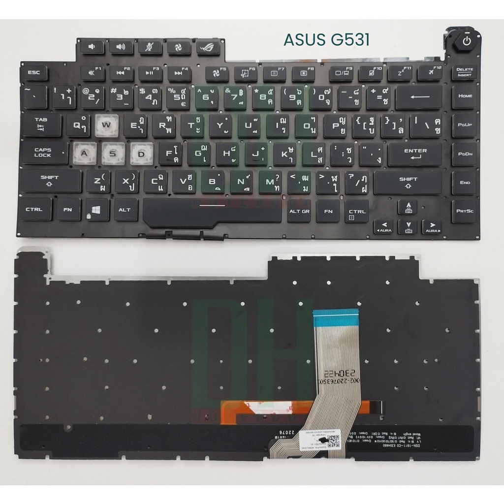 แป้นพิมพ์ คีย์บอร์ดโน๊ตบุ๊ค ASUS ROG Strix G531 Laptop Keyboard มีไฟ ...