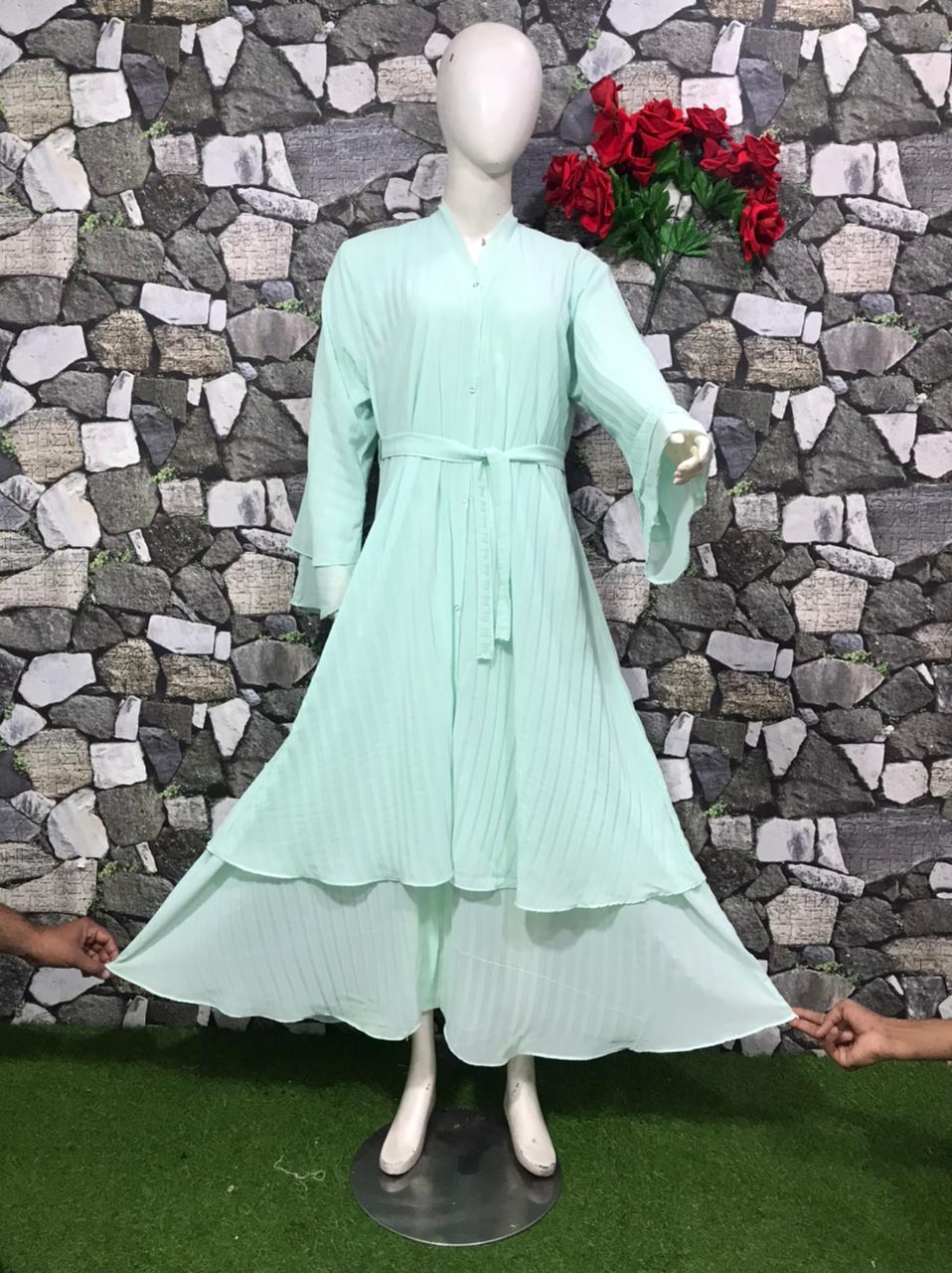 Front Open Double Layer Abayas Plain Front Open 2 Steps Abayas With ...