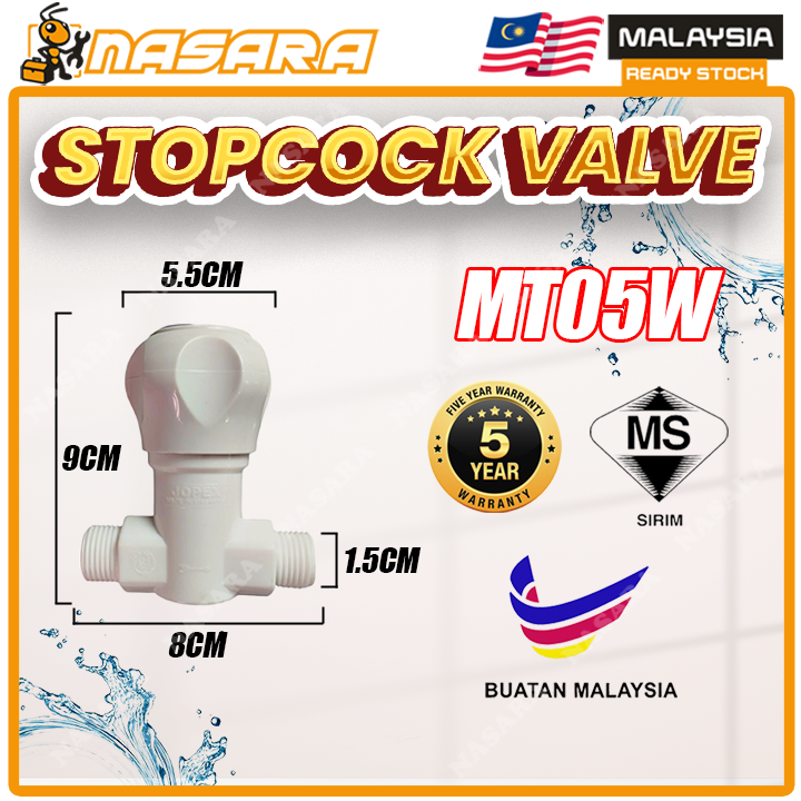 Nasara JOPEX 15mm PVC Male Thread Stopcock Valve With Round / Tri ...