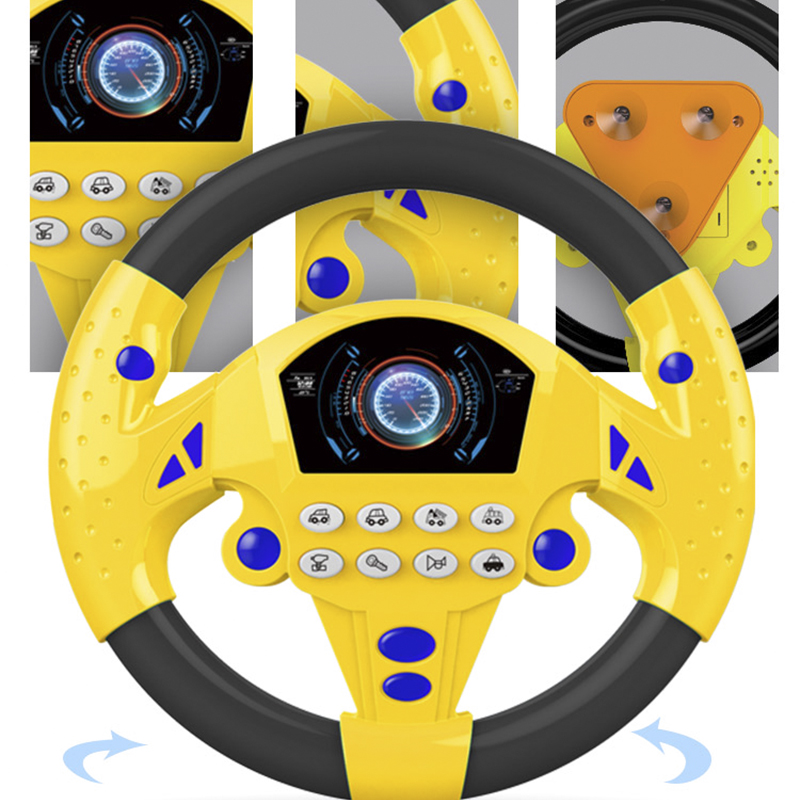 Simulation Steering Wheel Toy with Light Kids Musical Copilot Stroller ...