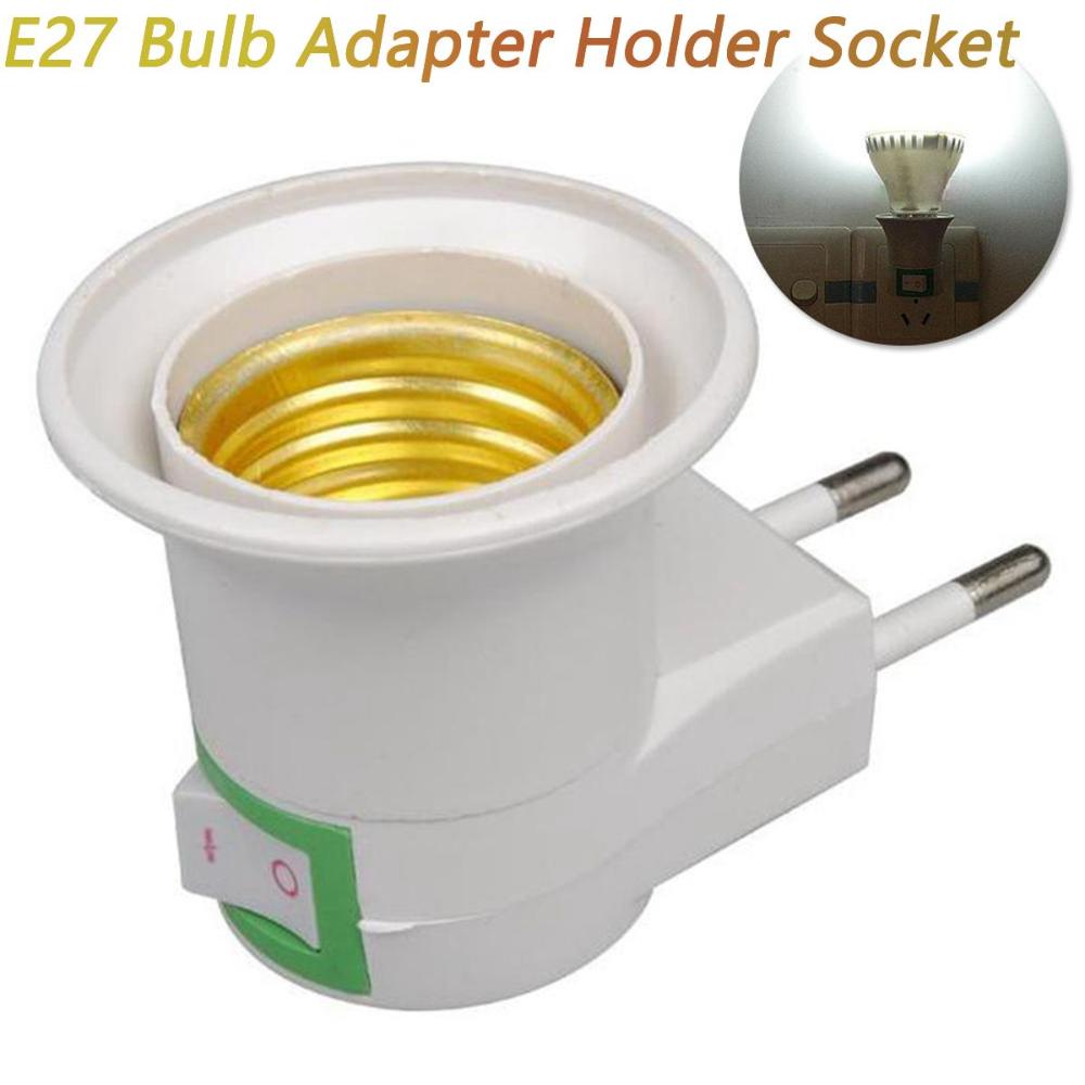 EU Plug E27 Bulb Light Base Splitter Wall Lamp Screw Converter Lamp ...