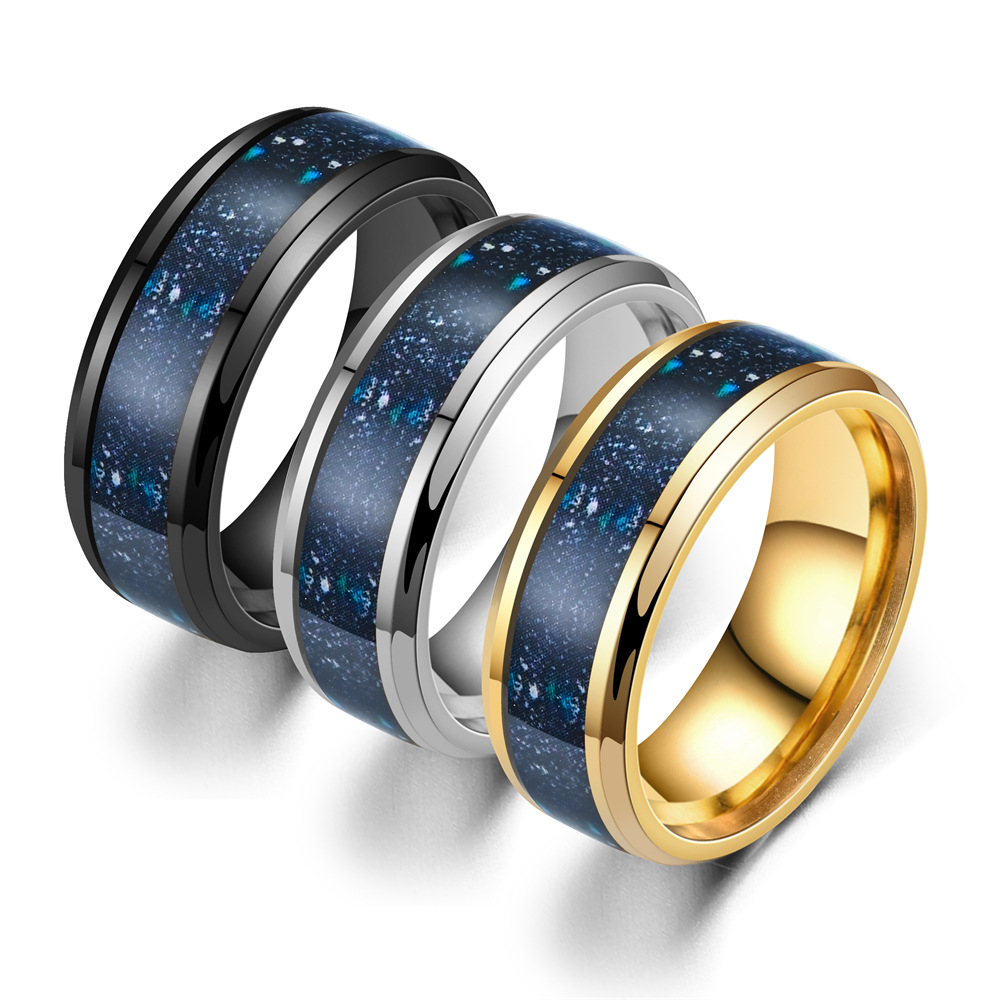 Fashion Star Opal Personality Stainless Steel Ring Men's and Women's ...