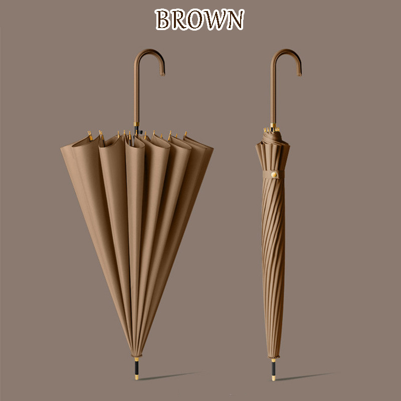 Heavy Duty 16 Bones Curved Handle Foldable Umbrella Weatherproof ...