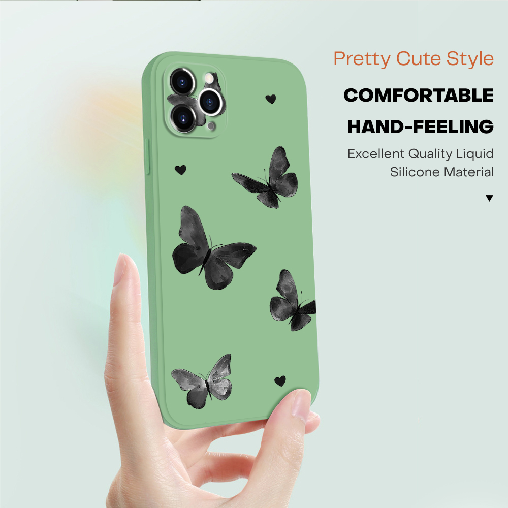 For Huawei Y8P Back Cover Black Butterfly Print Phone Case Multicolor ...