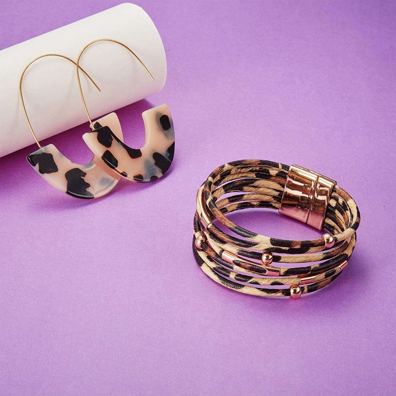 (NWVI) Leopard Bracelets Leopard Tube Bracelet Multilayer Leather Cuff Bracelet and Boho Leopard ...