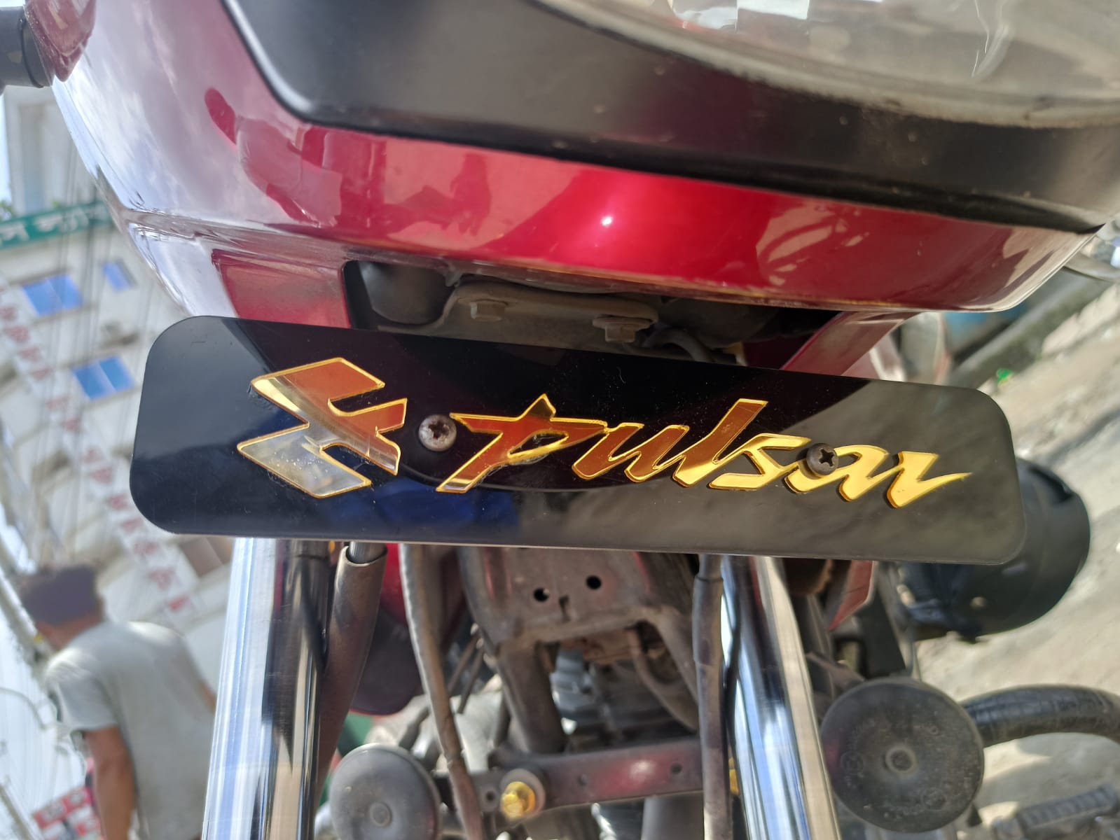 Pulsar 150 single disc and twin disc front name plate golden colour ...