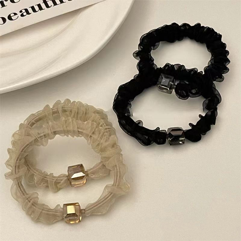 Small Fragrance Mesh Crystal Small Intestine Ring Light Luxury Head ...