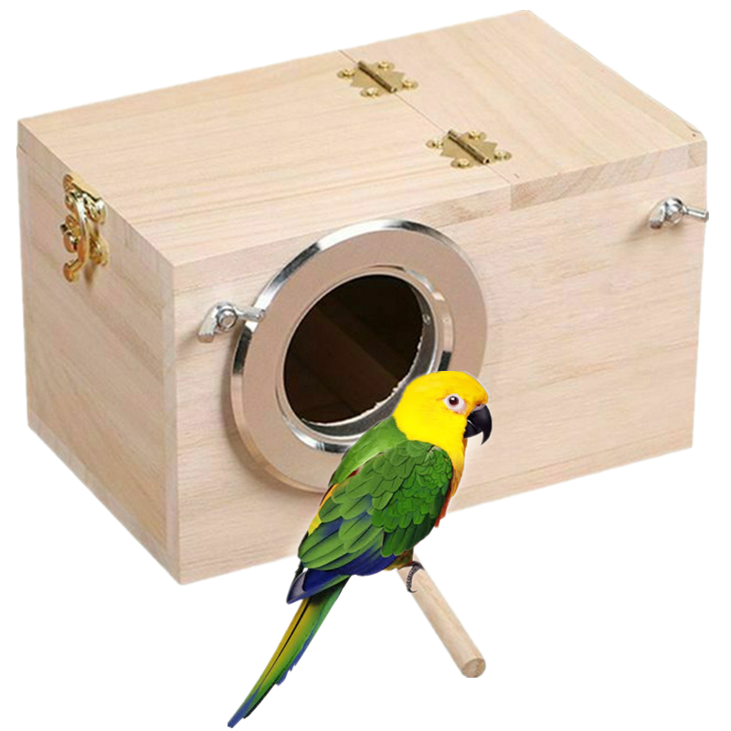 Wooden Bird Cage Nesting Box Breeding Hatching Nest For Parakeet ...