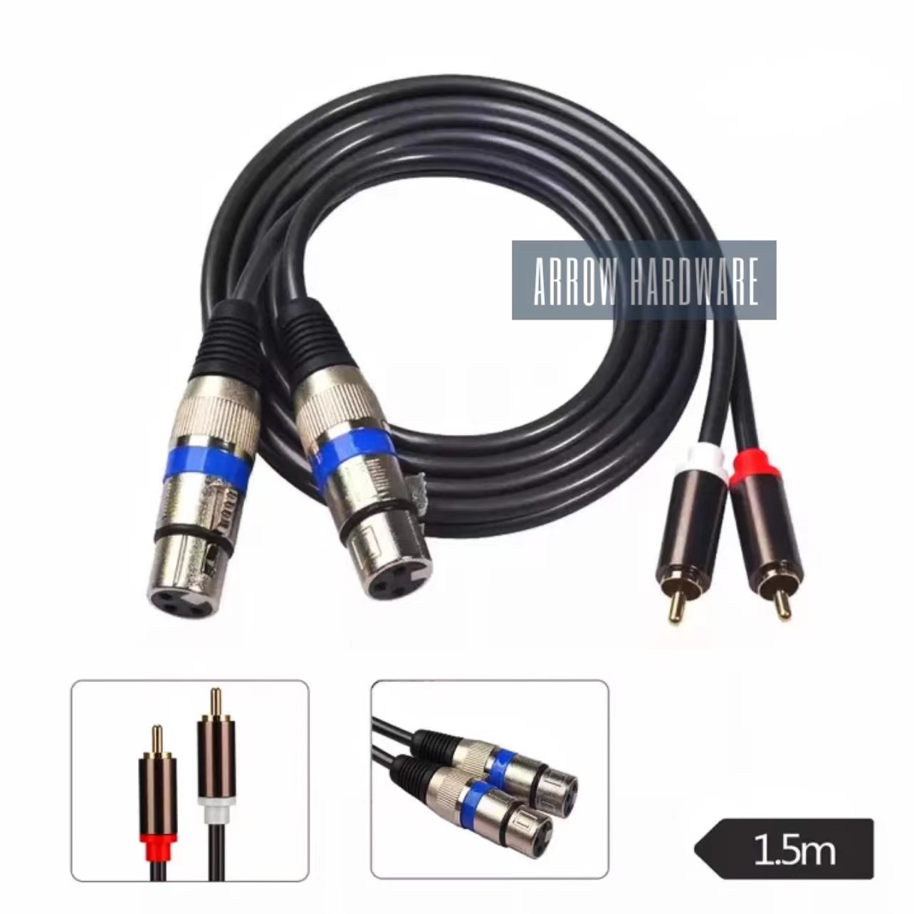 1.5m 4.9ft Copper Dual XLR Female to Dual RCA Male Audio Signal Patch ...