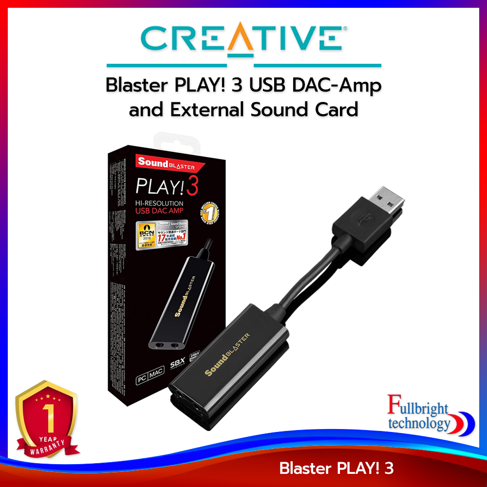 การ์ดเสียง Creative Sound Blaster PLAY! 3 Dac-Amp ซาวด์การ์ดเชื่อมต่อ ...