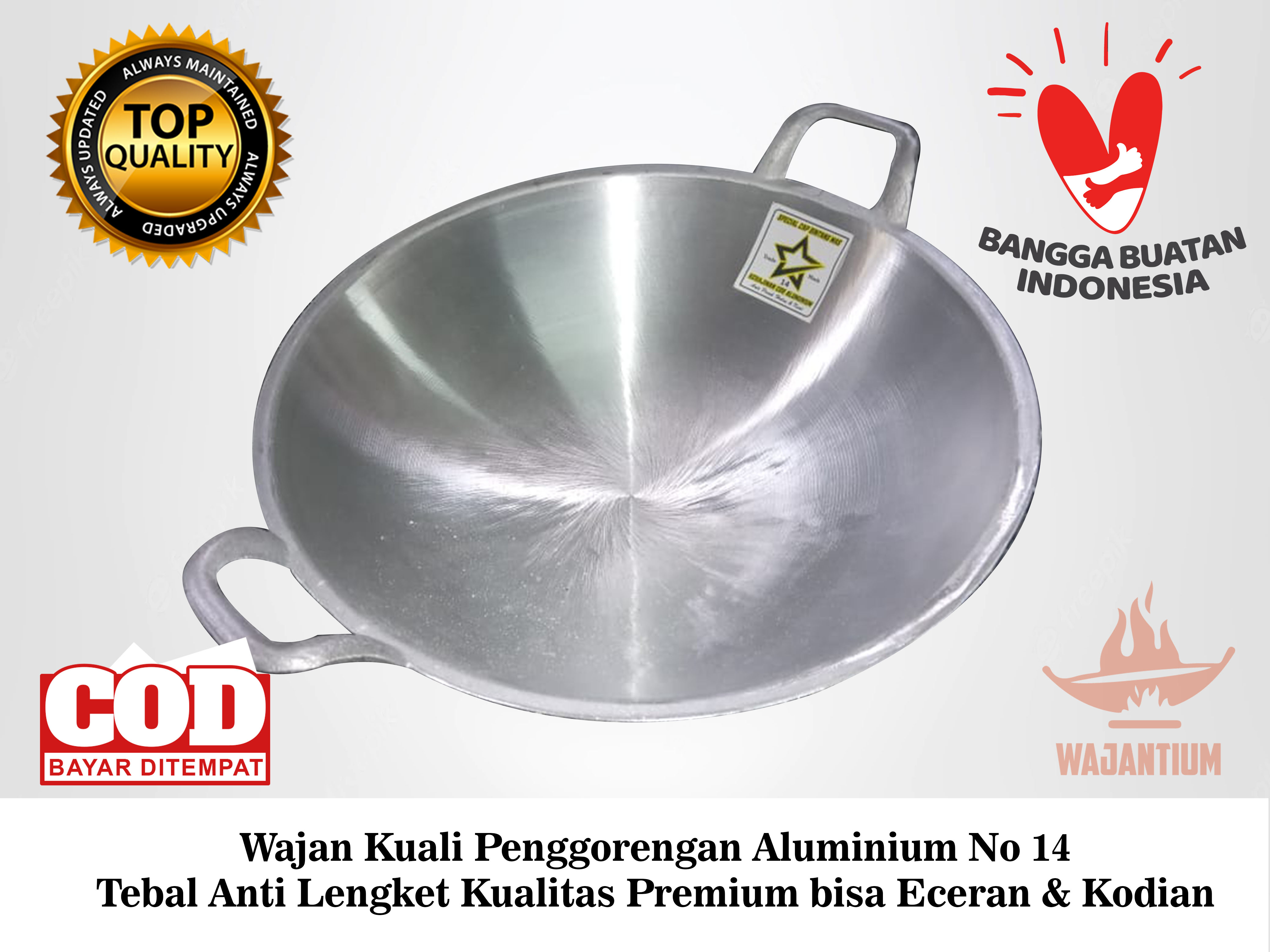 Wajan Kuali Penggorengan No 14 Aluminium Tebal Anti Lengket Kualitas ...