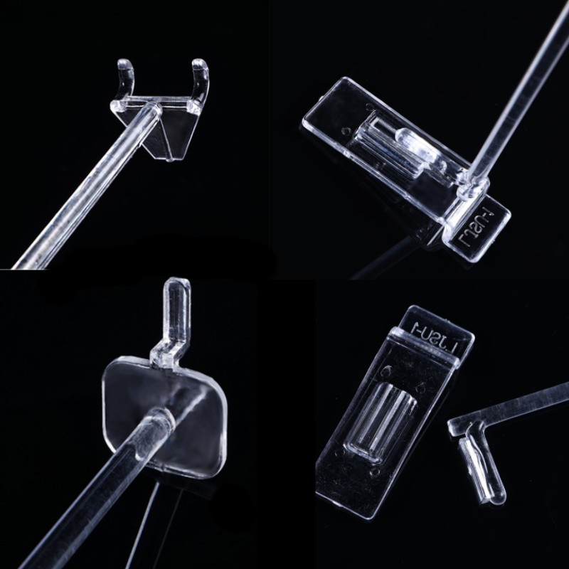 Wall-Mounted Hole Board Hook Clear Plastic Supermarket Peg Slot Storage ...