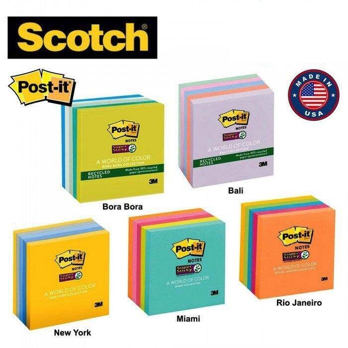 3M Post-it Super Sticky Notes Cube Rio Collection 3x3 [90s x 5 Pads ...