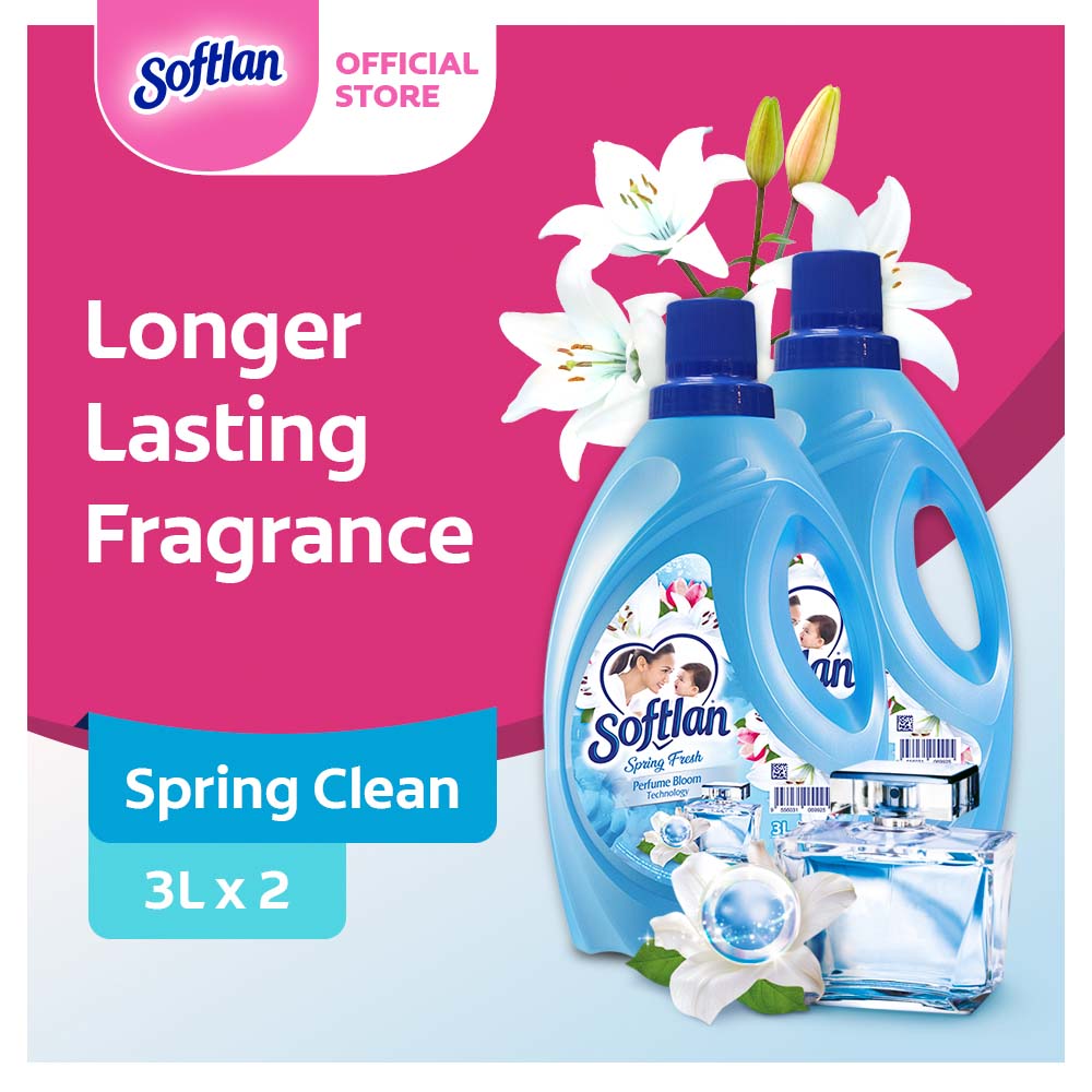 Softlan Anti Wrinkles Spring Fresh (Blue) Fabric Softener 3L [Bundle of ...