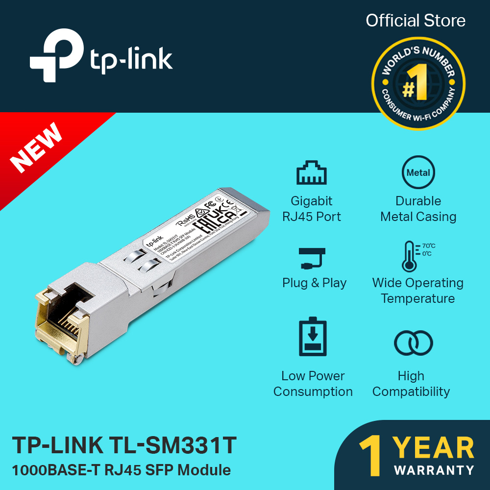 TP-Link TL-SM331T 1000BASE-T RJ45 SFP Durable Metal Casing Plug and Play Module | TP Link ...