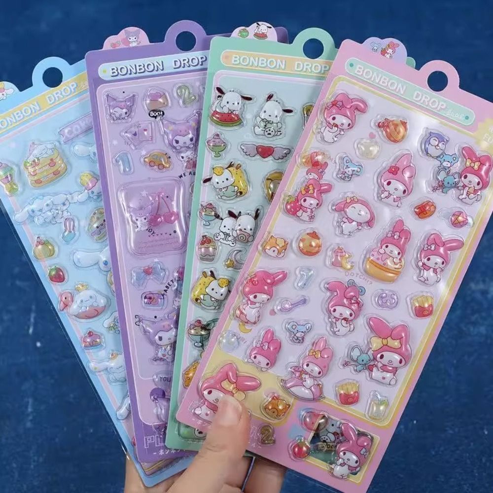 Cute Anime Sanrio/Labubu 3D Crystal Sticker Stereoscopic Effect Stress ...