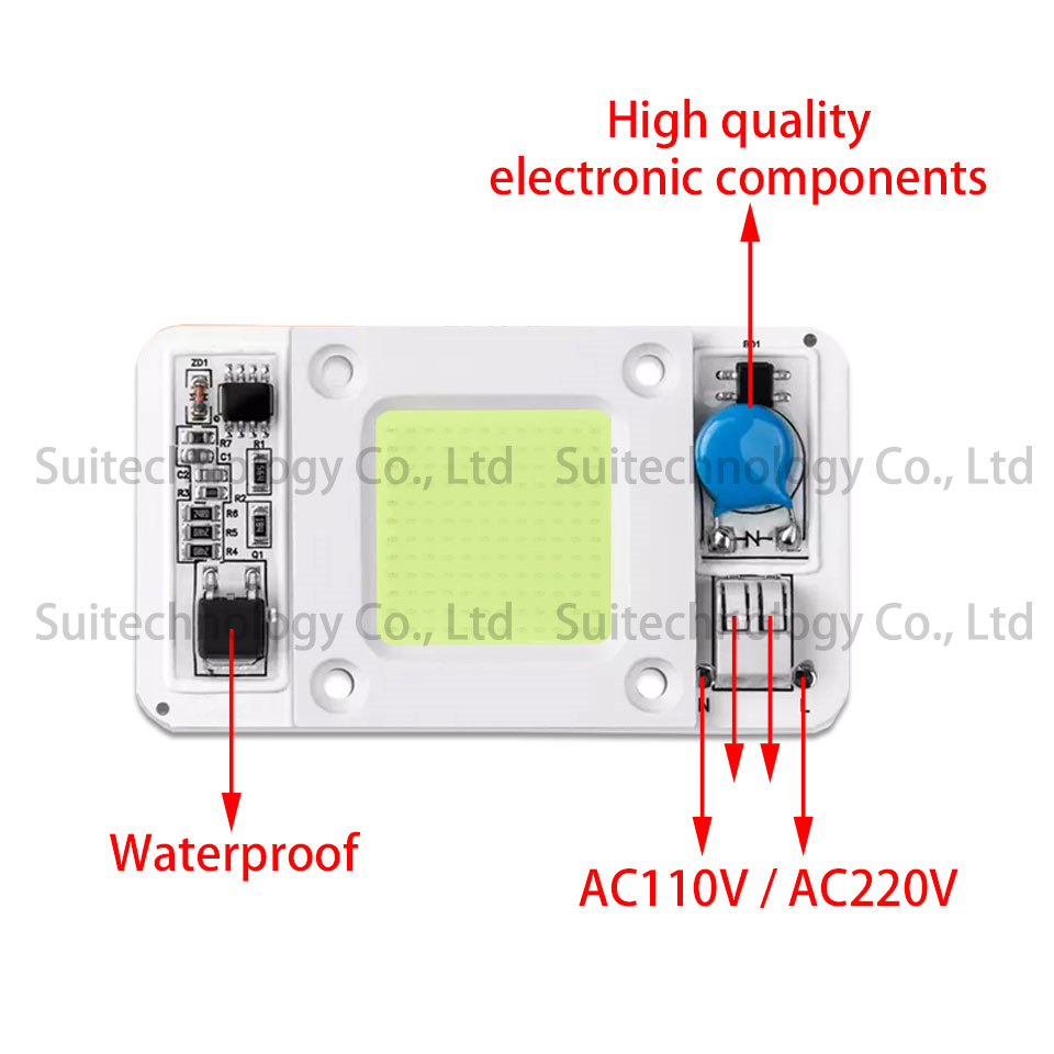 【TopazTrove】2Pcs 50W LED COB Chip AC110V AC220V Dimmable Grow LED Cold ...