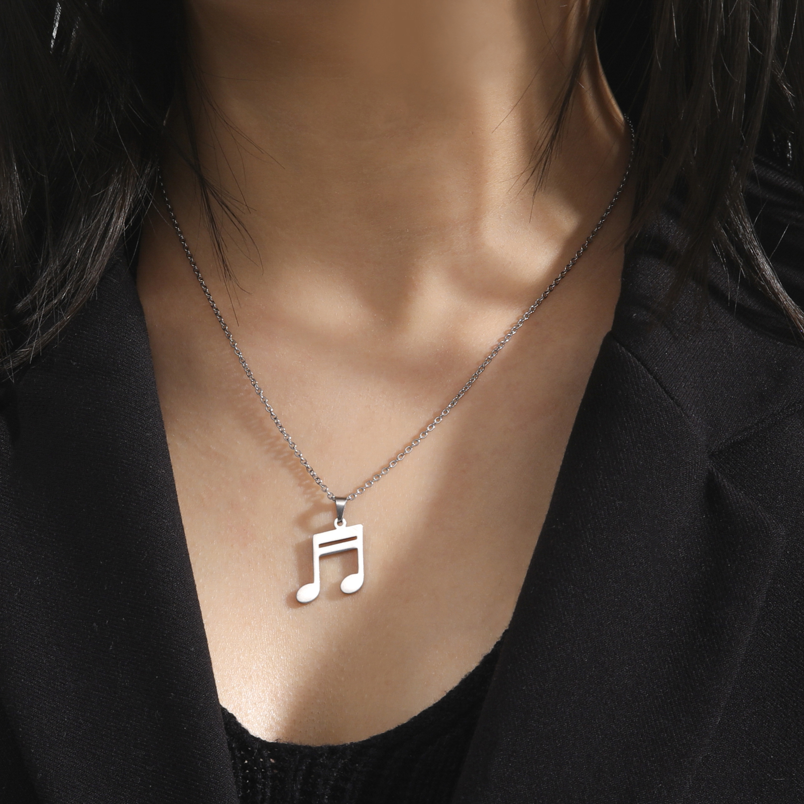 Skyrim Music Note Guitar Pendant Necklace for Women Men Stainless Steel ...