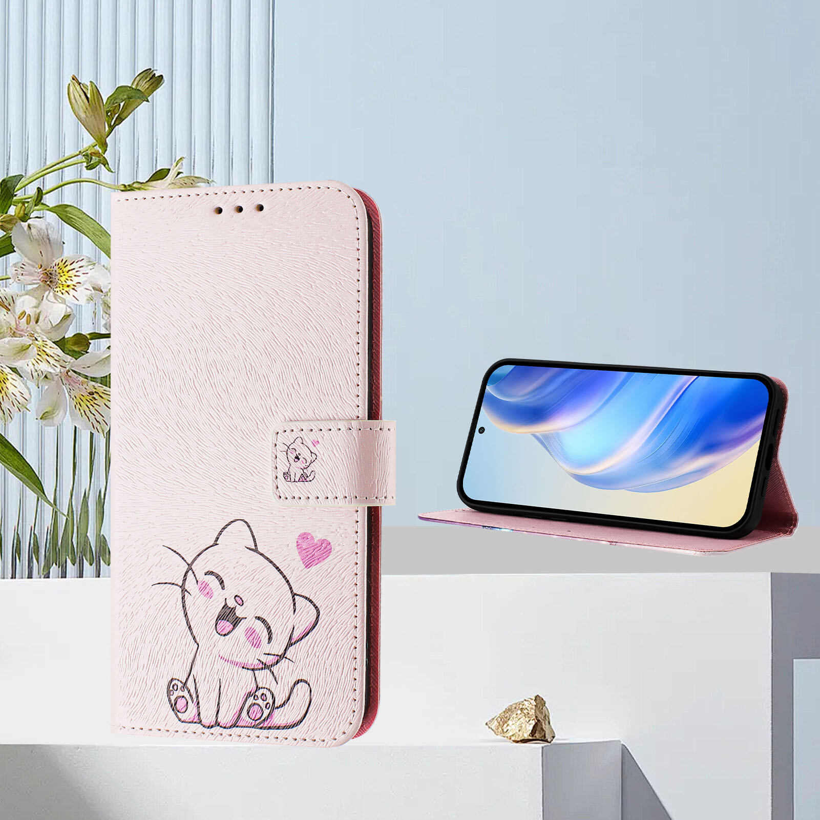 lthmy for itel P55 5G Phone Case Butterfly Flower Cat Multifunctional ...