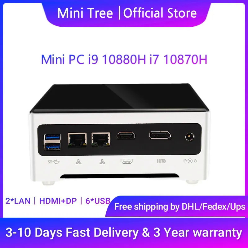 In NUC Core i9 Mini PC 10885H i7 10870H Win10 32G DDR4 1TB NVME 2 Lans ...