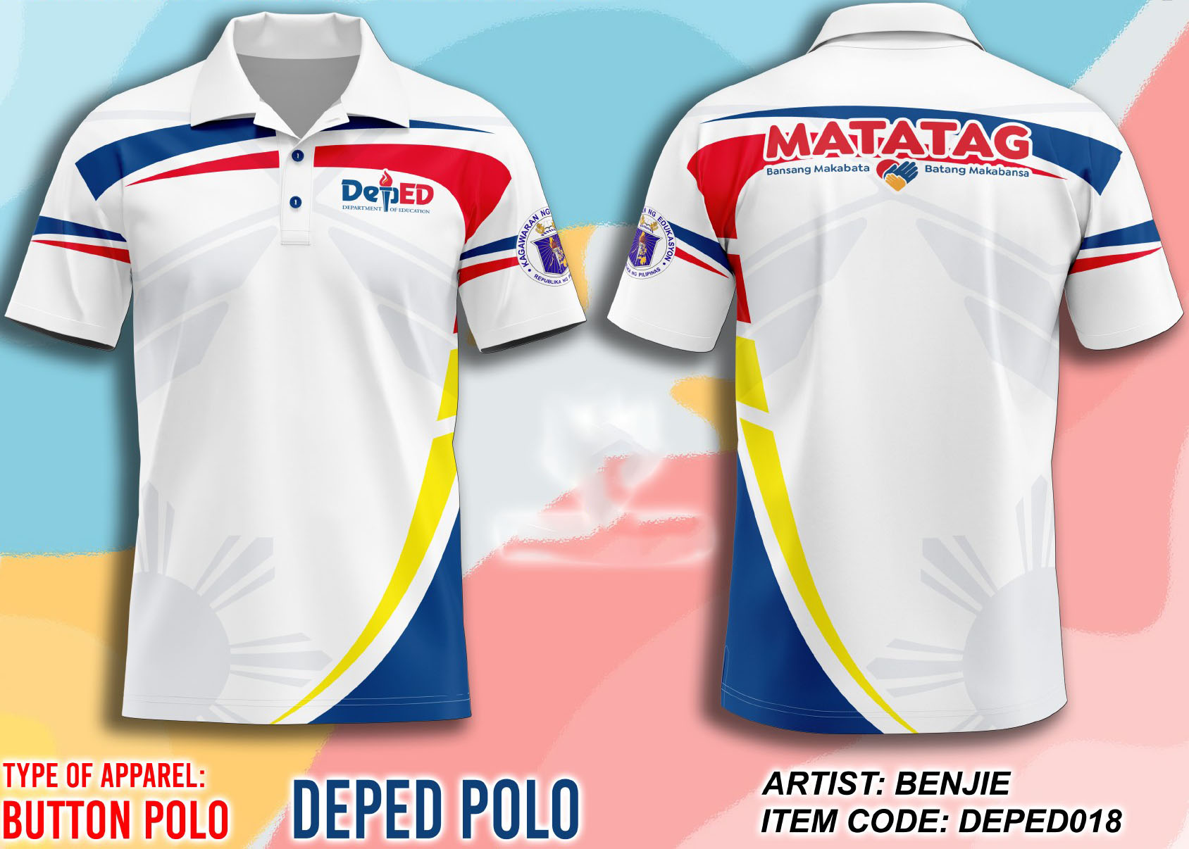 DEPED MATATAG POLO SHIRT FOR MEN UNIFORM FULL SUBLIMATION POLO-Shirt ...