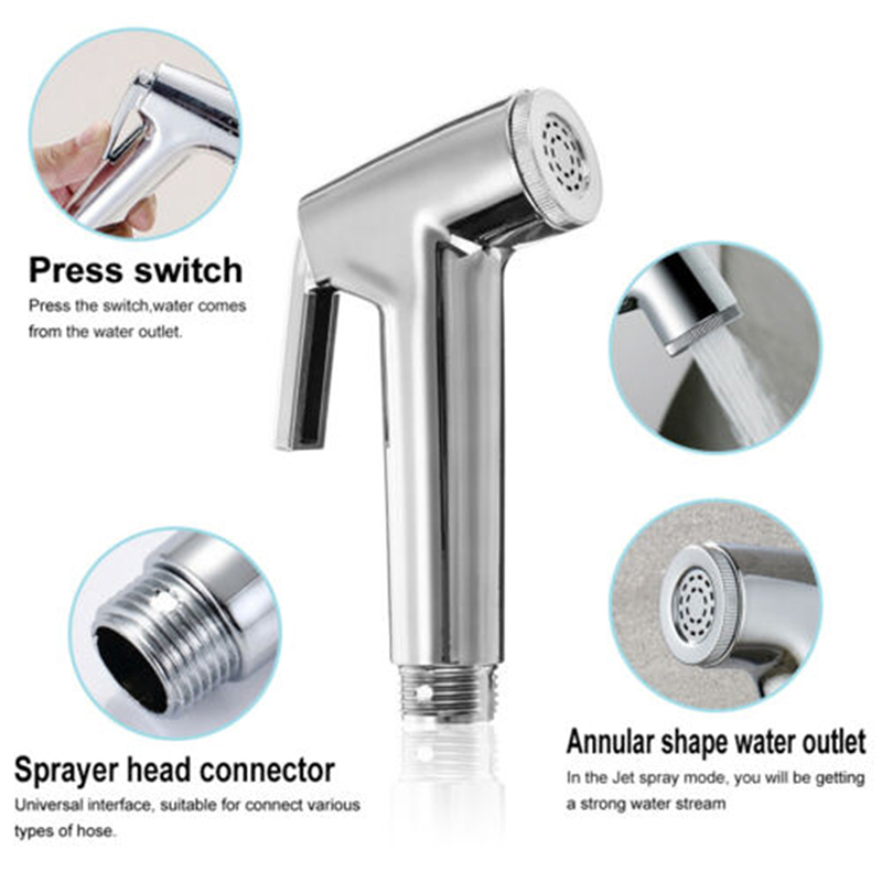 Chrome Bidet Spray Tap Hygienic Toilet Shower Head Hose Bathroom ...