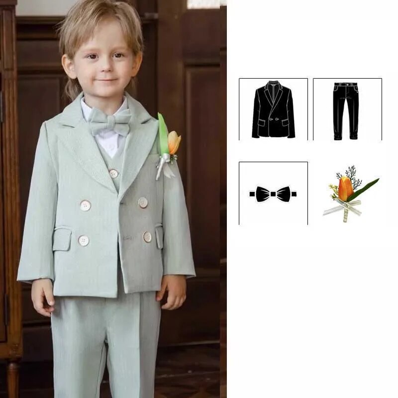 Children Pink Green Photography Suit Boys Girls Formal Ceremony Costume ...