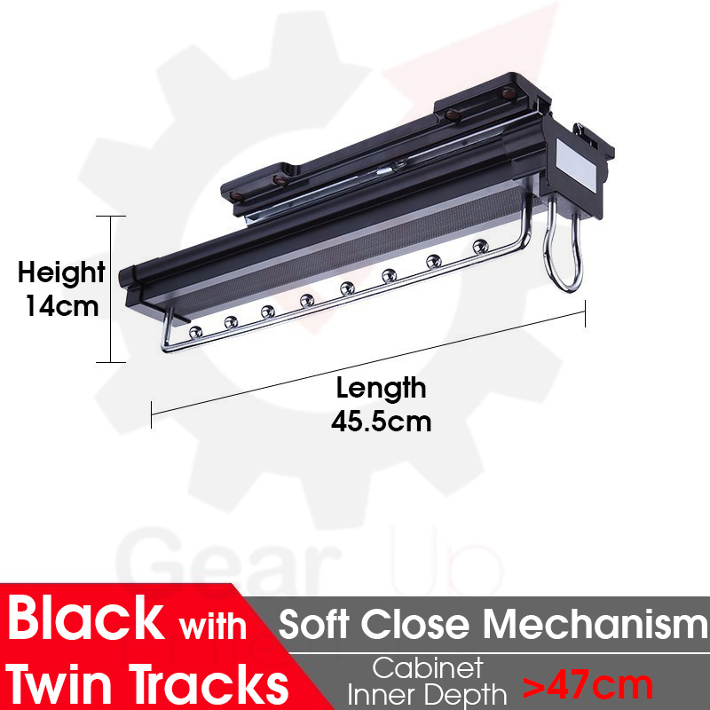 [Soft Close] Wardrobe Pull Out Clothes Sliding Hanger Rail Organizer ...