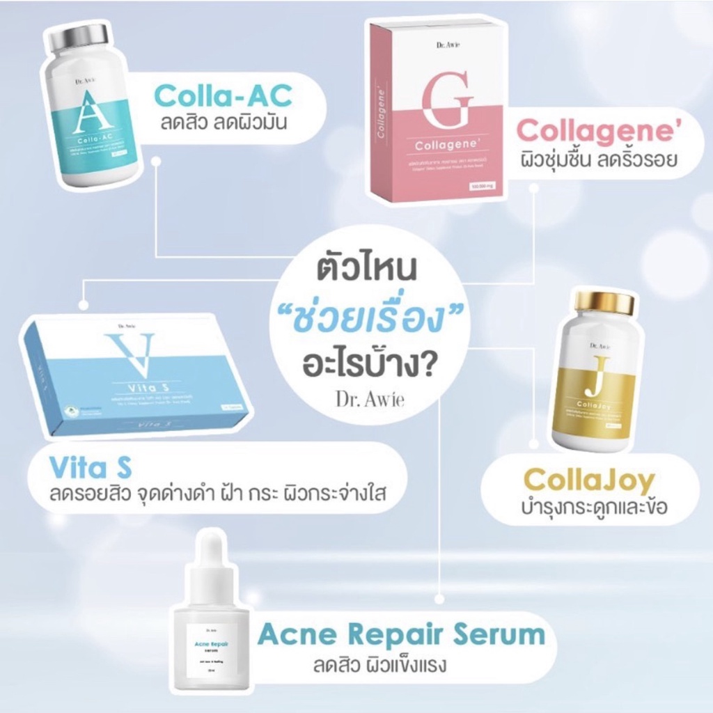 เซตรวม Dr.awie Colla-Ac ,Collagene, Collajoy ,Vita s,Acne repair serum ...