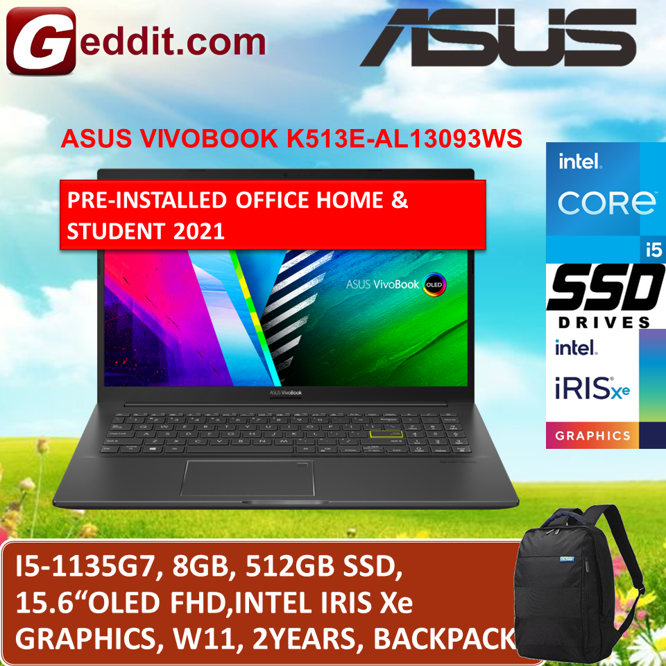ASUS VIVOBOOK K513E-AL13093WS LAPTOP (I5-1135G7,8GB,512GB SSD,15.6" FHD ...