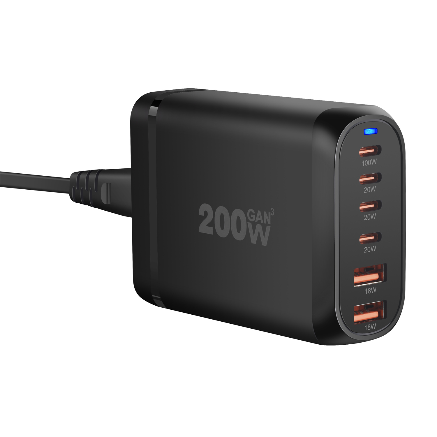New 200W GaN Desktop charger 6-port USB Type C PD Charger Fast Charge 3.0 Fast Charger Mobile ...