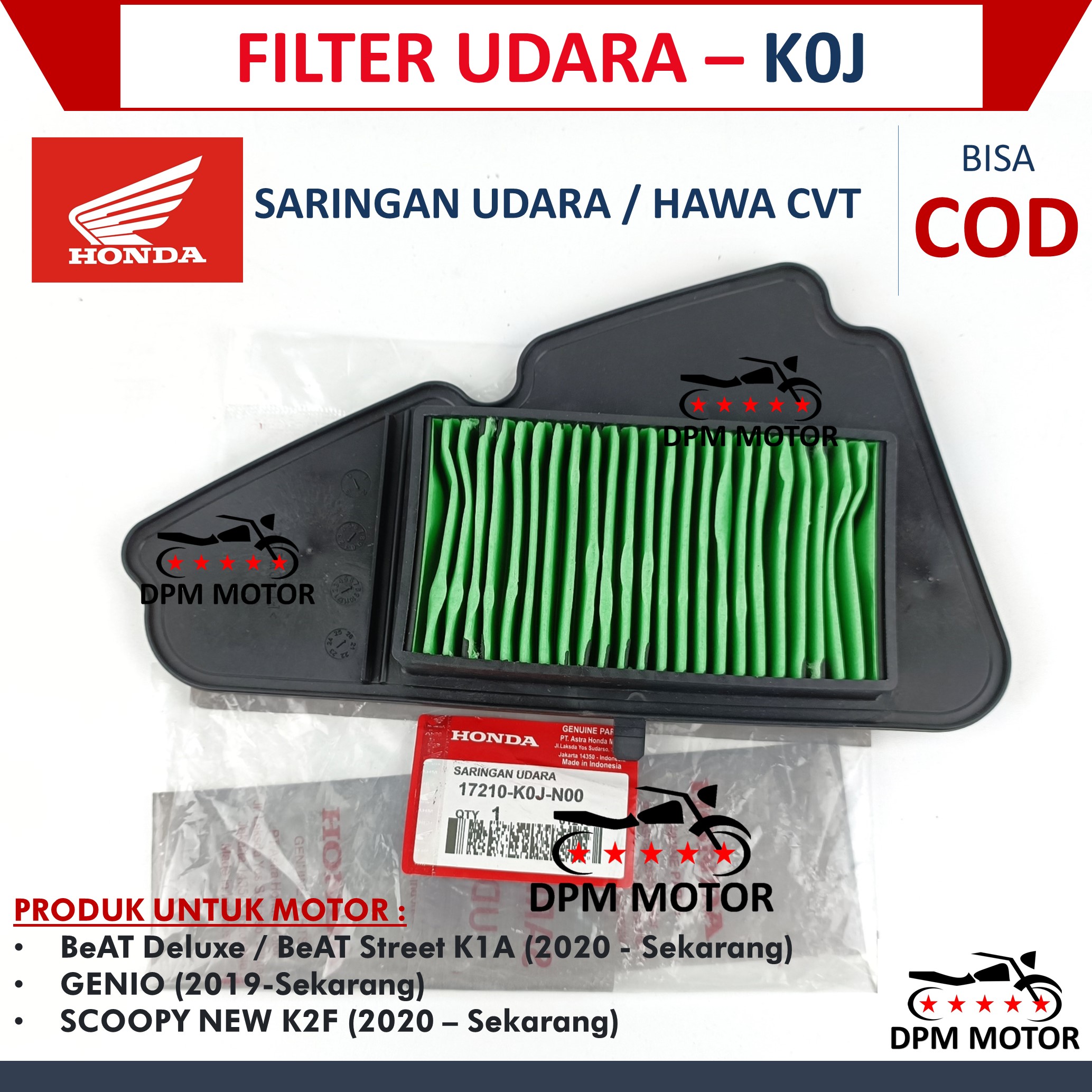 FILTER UDARA SARINGAN UDARA GENIO BEAT NEW DELUXE NEW SCOOPY ESP 2020 ...