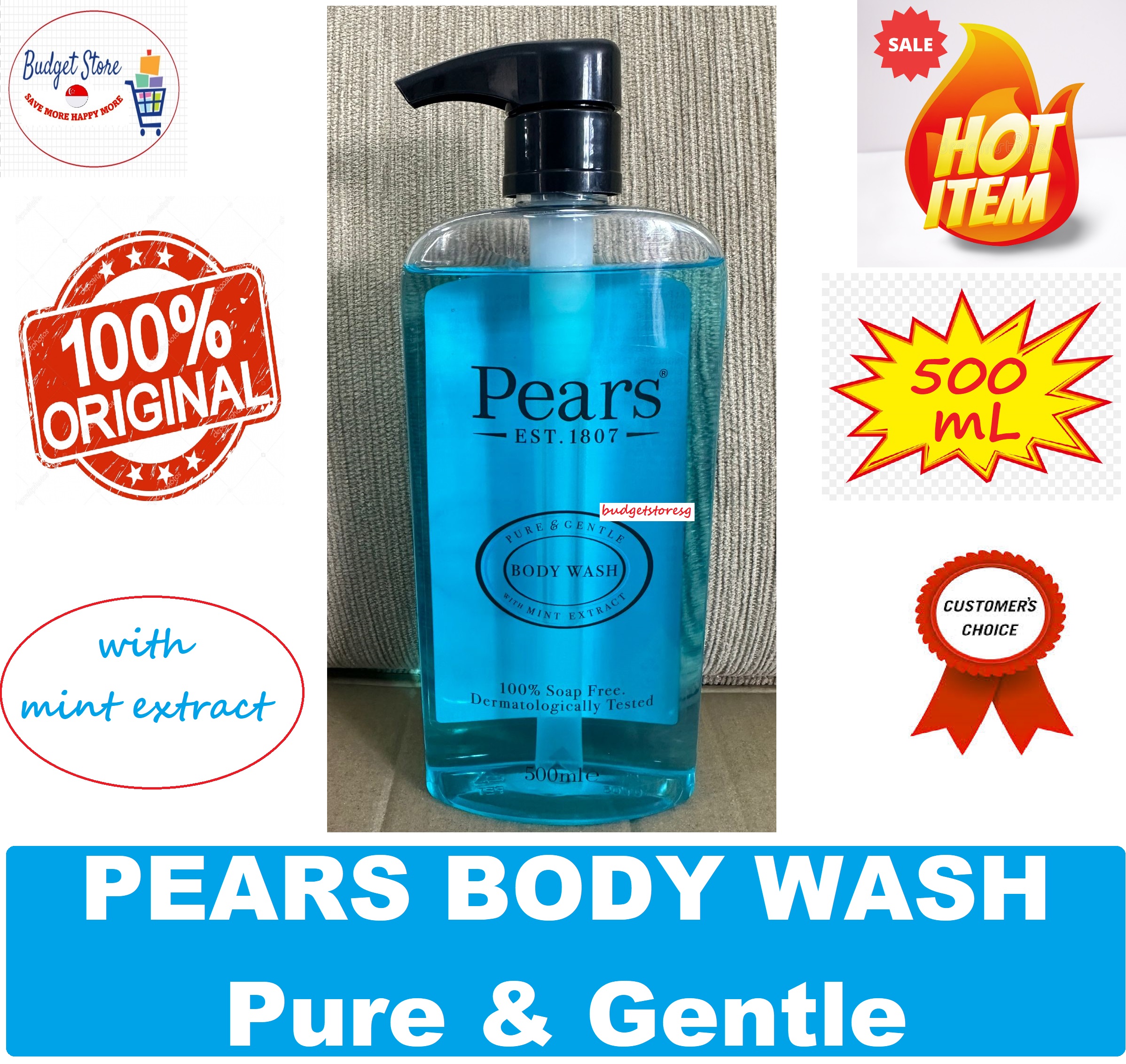 Pears Body Wash Pure & Gentle with Mint Extract -500 /750 mL | Lazada ...