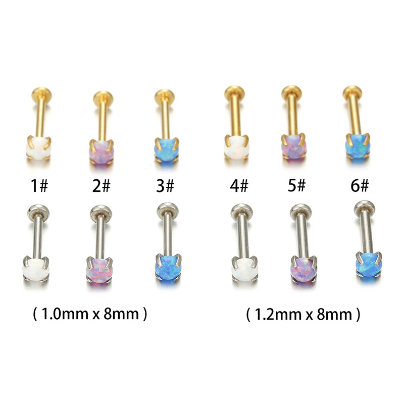 Australian gem earring stainless steel titanium steel small ear bone ...