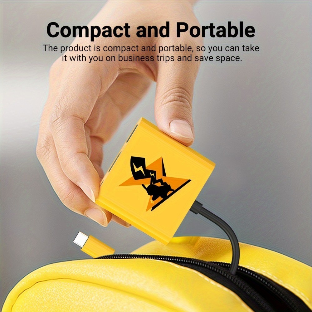 For Nintendo Switch Pokemon Pikachu TV Dock Station, 3 in 1 Portable ...