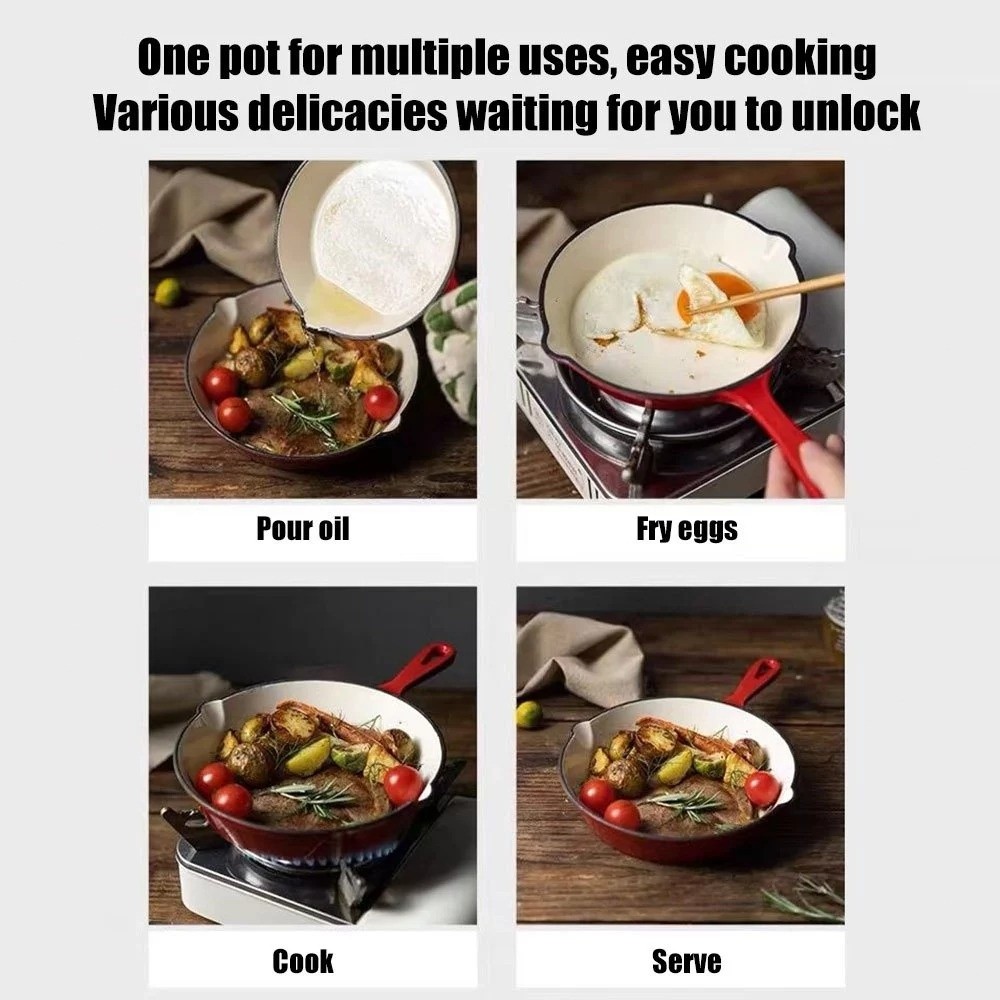 Cooking Non-stick Enameled Cast Dutch Oven Universal Flat Bottomed ...