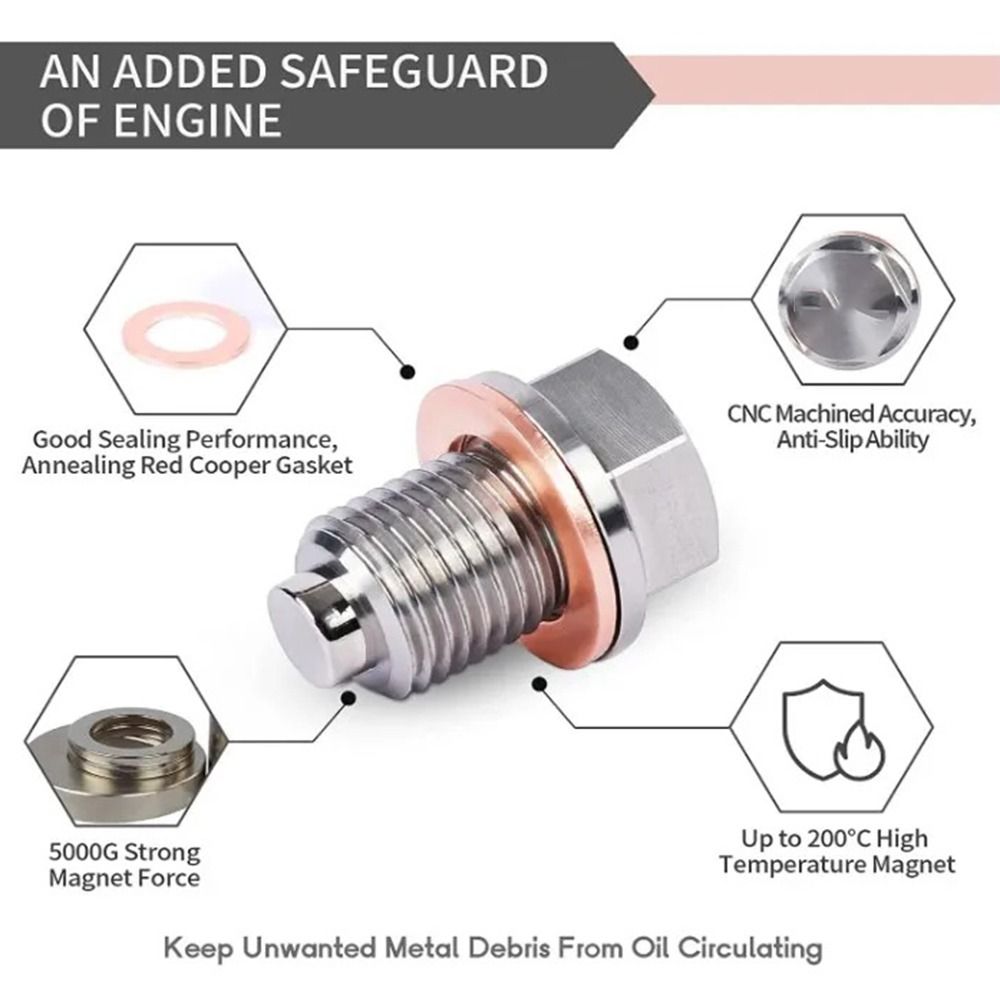 Nut Bolt M12 M16 M18 M20 Oil Drain Plug Magnetic Stainless Steel Sump ...