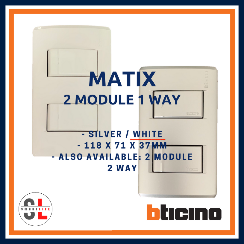 Bticino Matix 16A 1 or 2 or 3 Module 1 or 2 Way Single Switch (Black ...