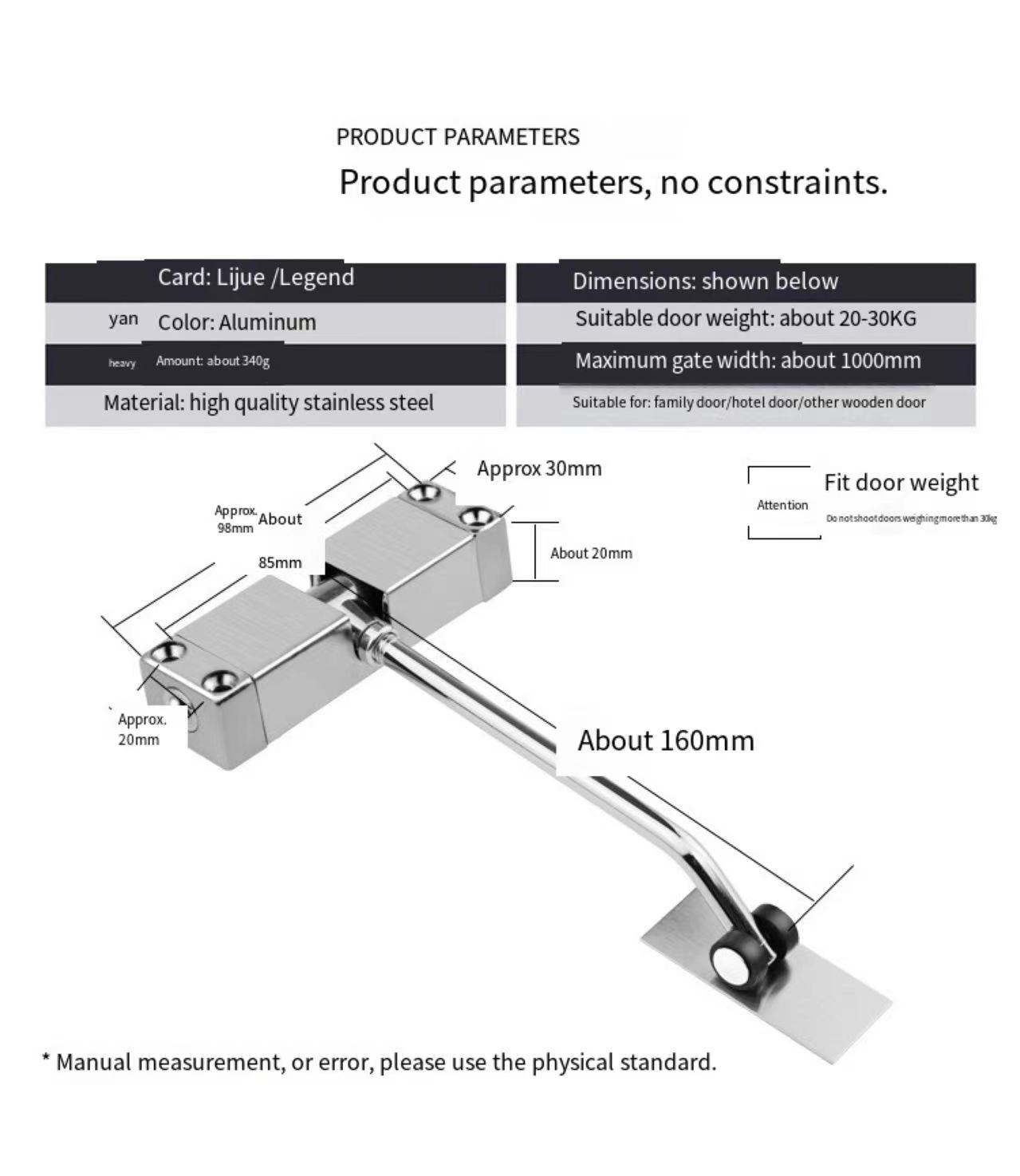 Adjustable Automatic Strength Spring Door Closer Hinge Fire Rated Door ...