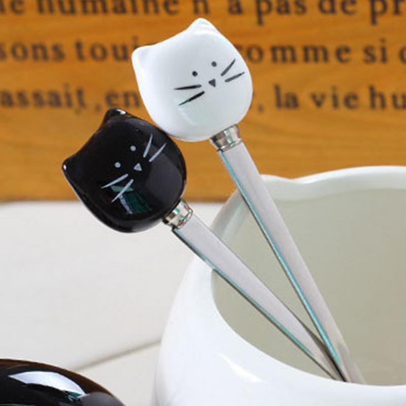 Stainless Steel Cat Spoon Cute Cat Spoon Coffee Cup Teaspoons Funny Tea ...
