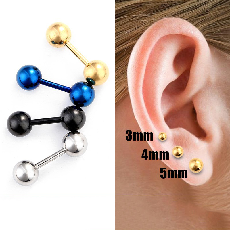 Titanium Steel Light Ball Ball Bead Bean Ear Nail Women's Ear Stick ...