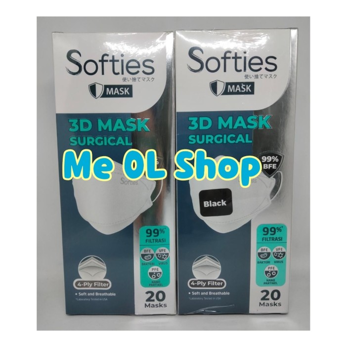 MASKER SOFTIES 3D MASK SURGICAL 4 PLY 20 PCS | Lazada Indonesia