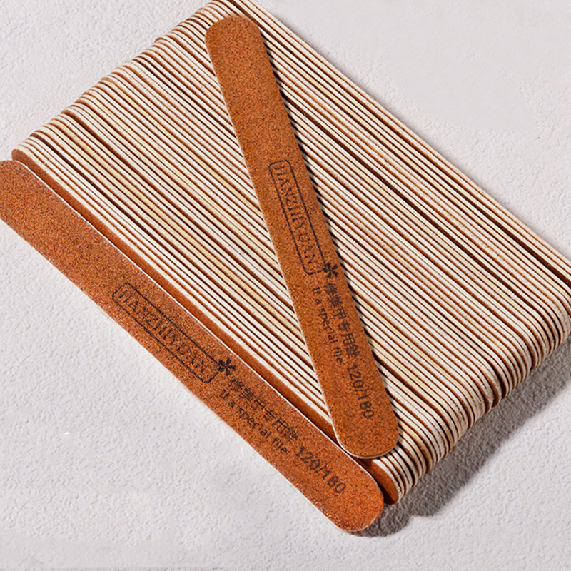 10Pcs Nail File Wooden Nail Art Sanding Buffer 120/180/240 Sandpaper UV ...