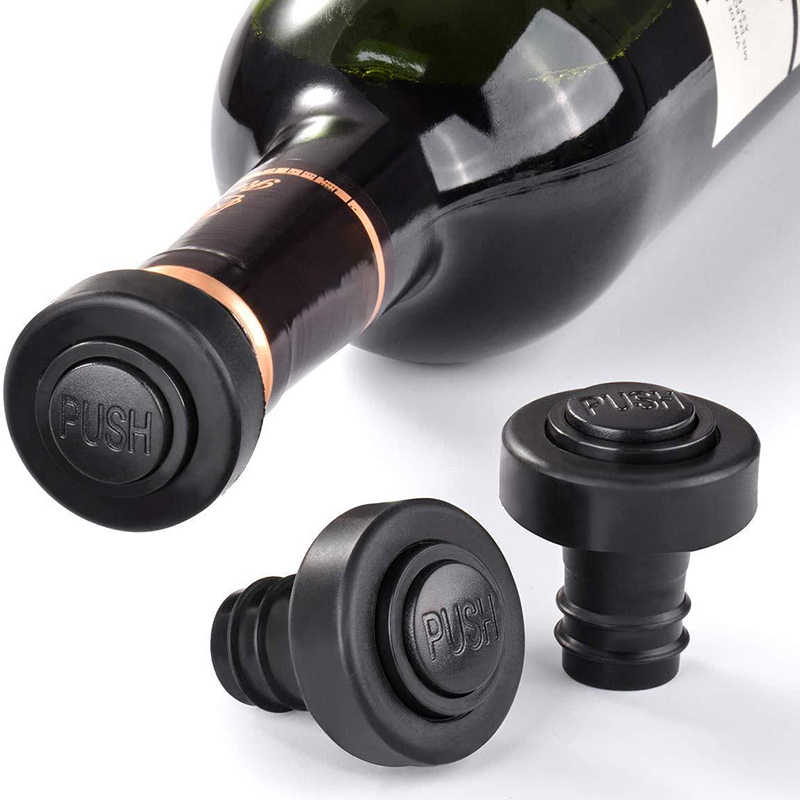 Wine Stopper with Vacuum Wine Pump Wine Preserver Aerator Black Stoppers Sealing Preserver ...